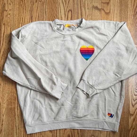 Aviator Nation | Sweaters | Aviator Nation Crewneck With Rainbow Heart ...